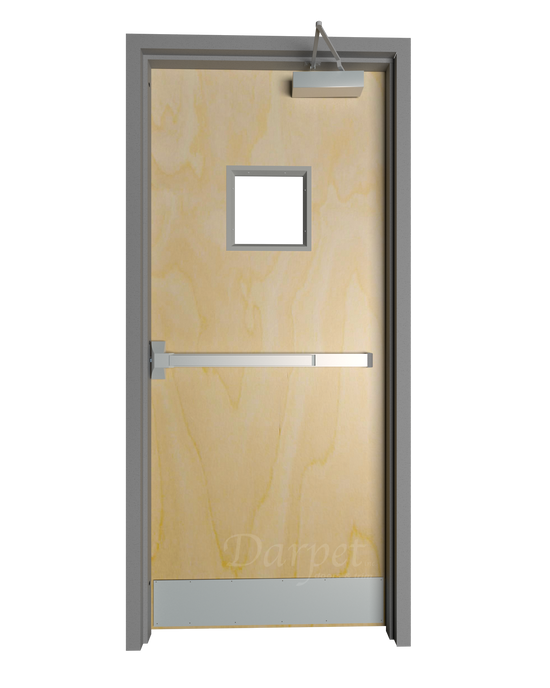 Commercial Vision Lite Birch Door with Hollow Metal Frame
