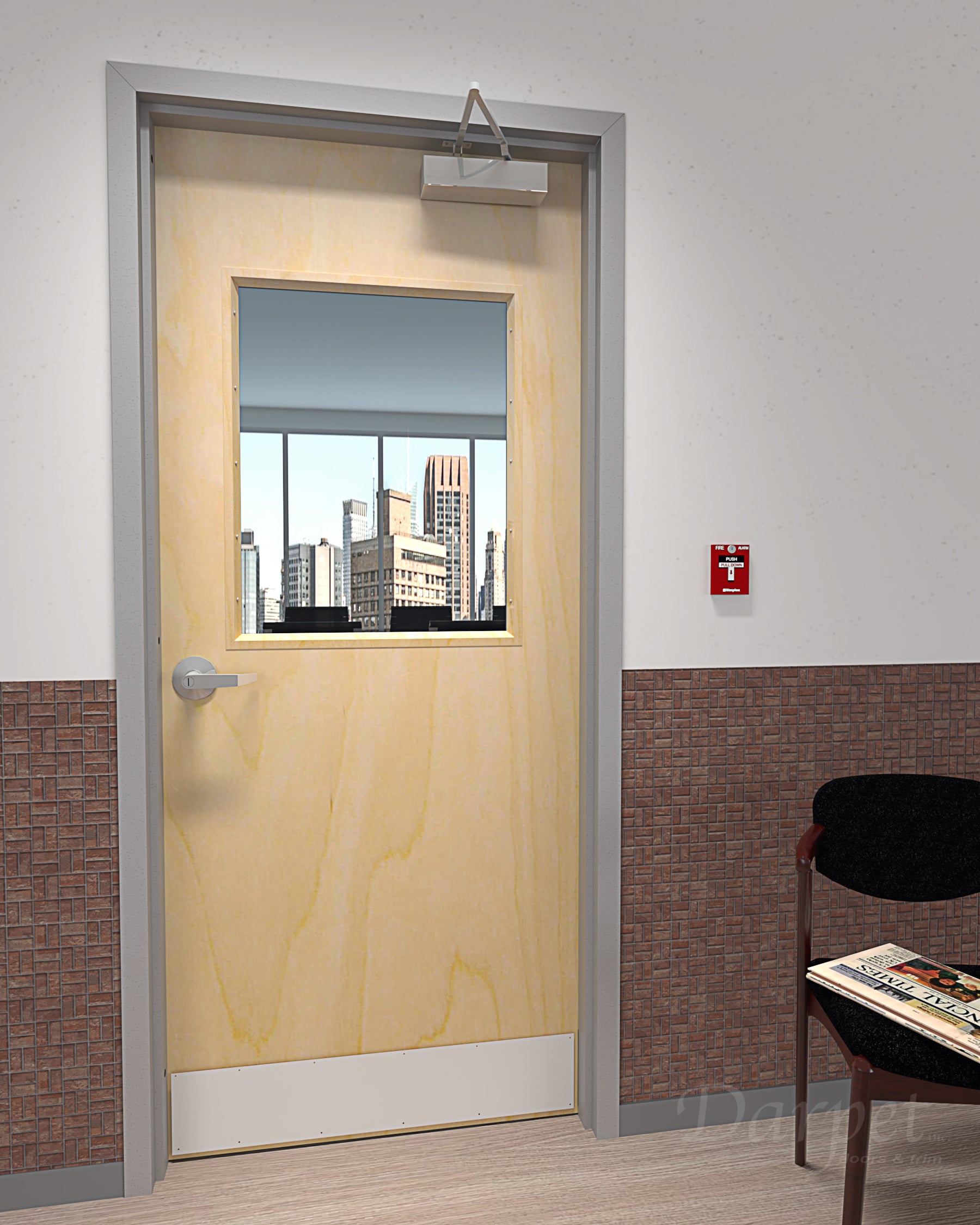 Commercial Half Lite Birch Door with Hollow Metal Frame