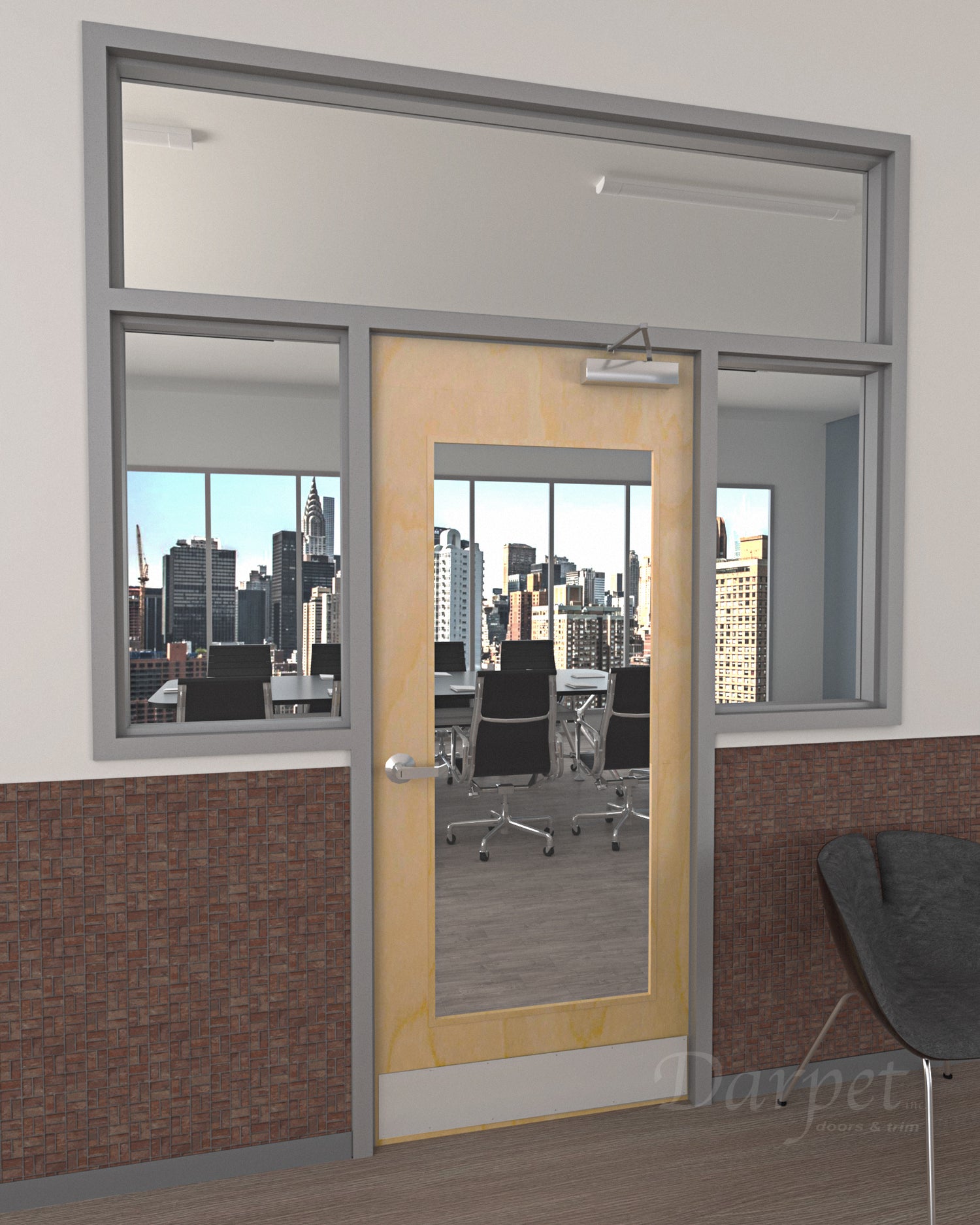 Commercial Full Lite Birch Door with Hollow Metal Frame